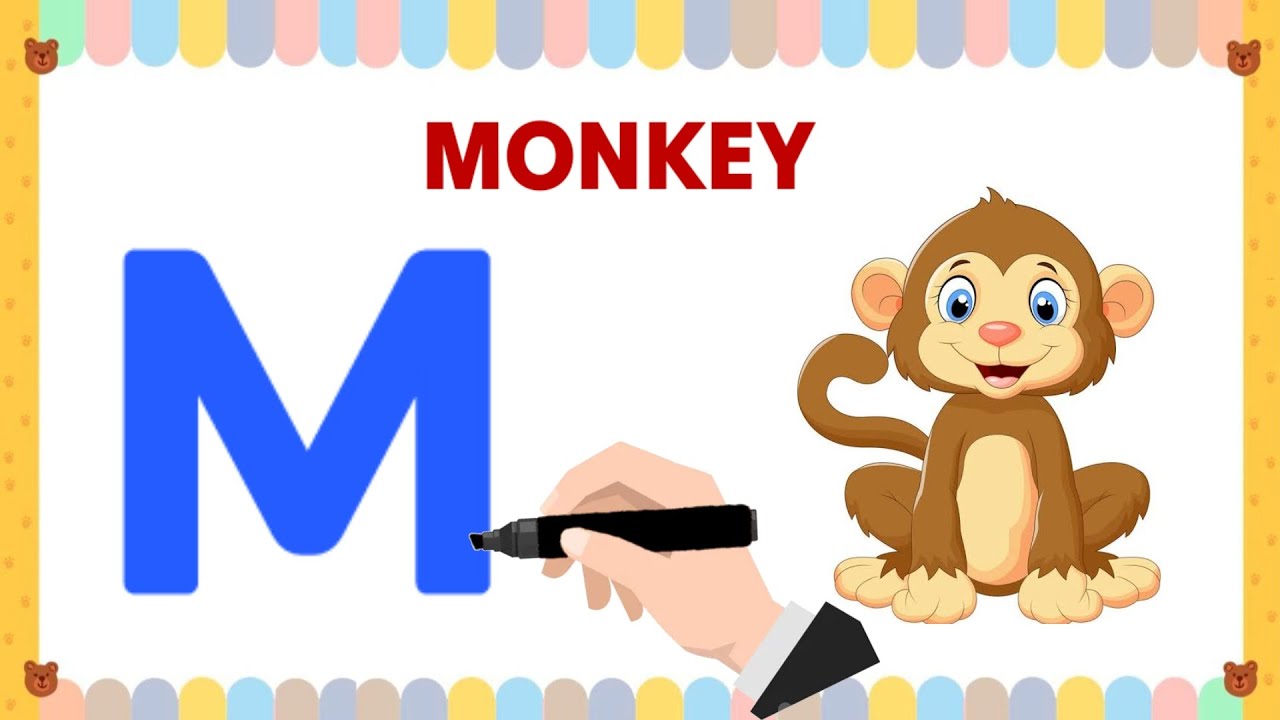 LETTER M | Writing letter M | M words for kids | Capital letter M ...