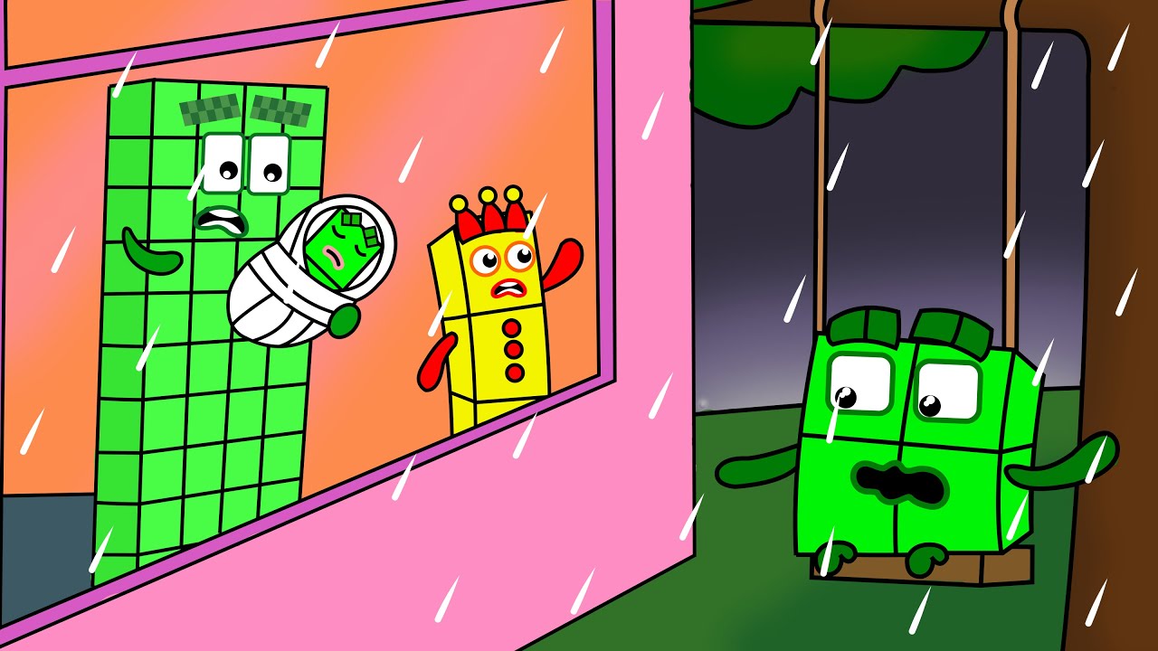 Numberblocks 4 playing on the swing alone until it rains - Numberblocks ...