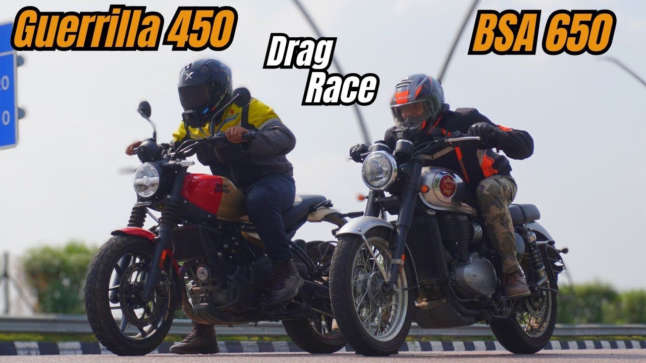 Guerrilla 450 vs BSA GoldStar 650 Drag Race - YouTube
