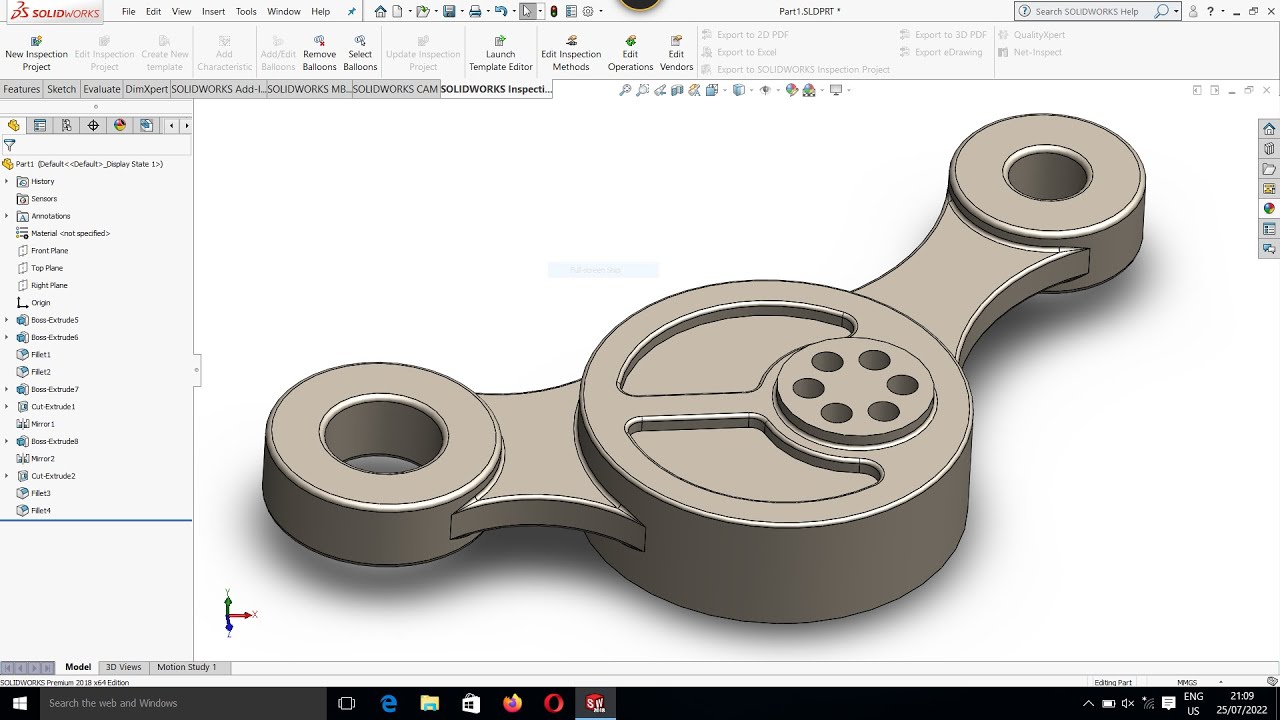 Solidwork_Basic Part Modeling Tutorial - YouTube