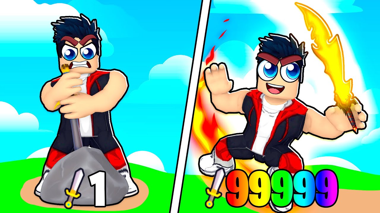 Débloquer la MEILLEURE épée en LA TIRANT DE LA PIERRE dans PULL A SWORD ...