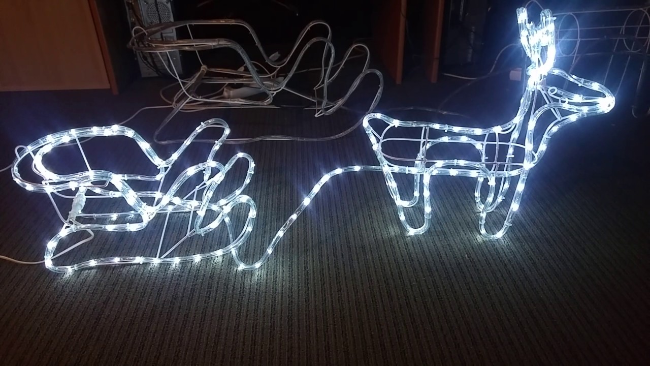 Kalėdiniai Elniai su rogėmis - LED kalėdinės dekoracijos - YouTube