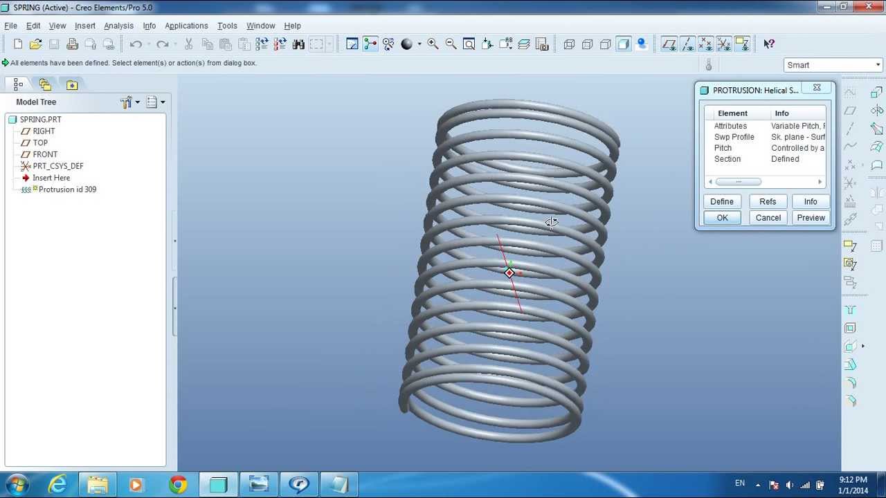 Closed end Spring using CREO - YouTube