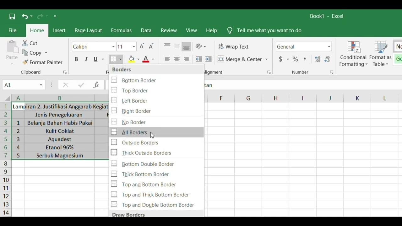 Tutorial membuat tabel dengan cepat menggunakan Mikrosoft excel - YouTube
