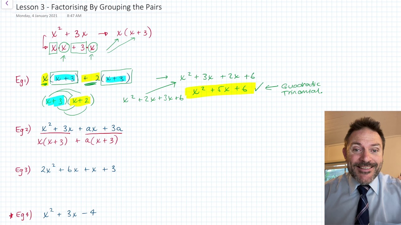 Factorising by grouping the pairs - YouTube