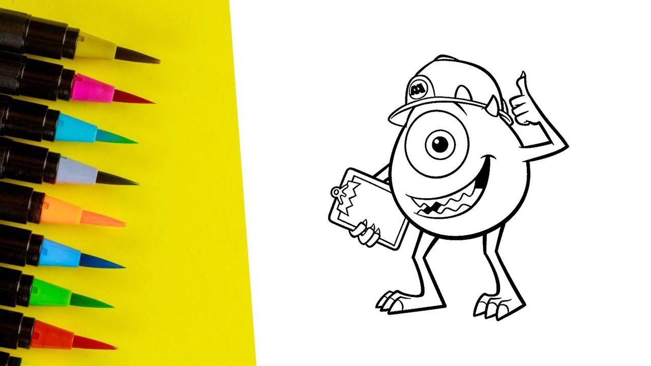 Coloring For Kids: Monster inc Mike Mazowski - YouTube