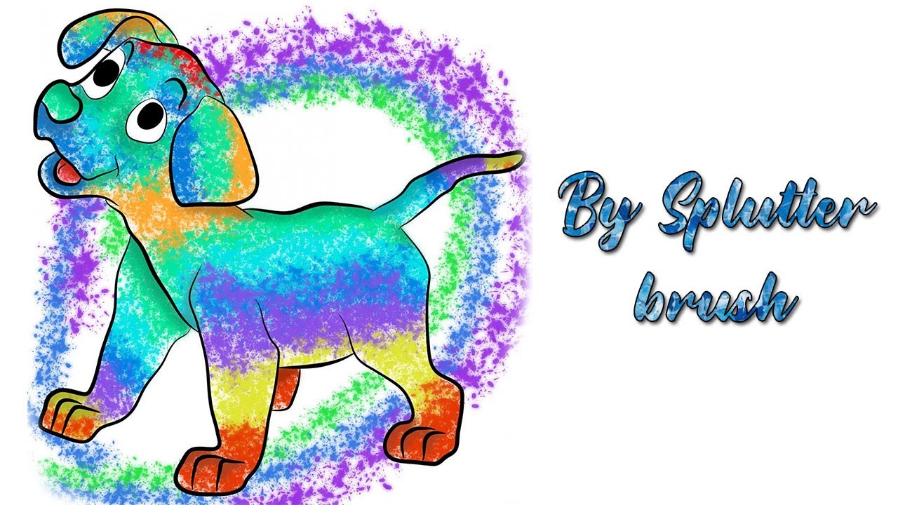 How to draw a colored dog using the Splutter brush - YouTube