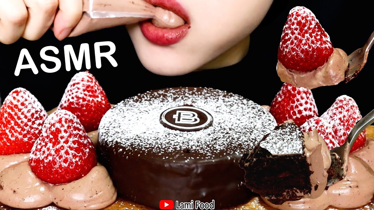 CHOCOLATE CAKE ASMR | DESSERT ASMR | STRAWBERRY & CHOCOLATE CREAM | NO ...