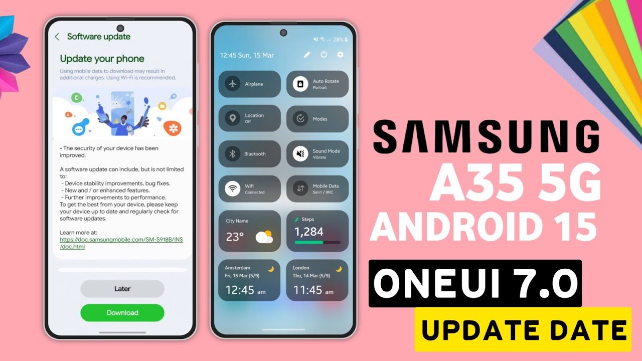 Samsung A35 5G : OneUI 7.0 Android 15 Update | What's New Features |New ...