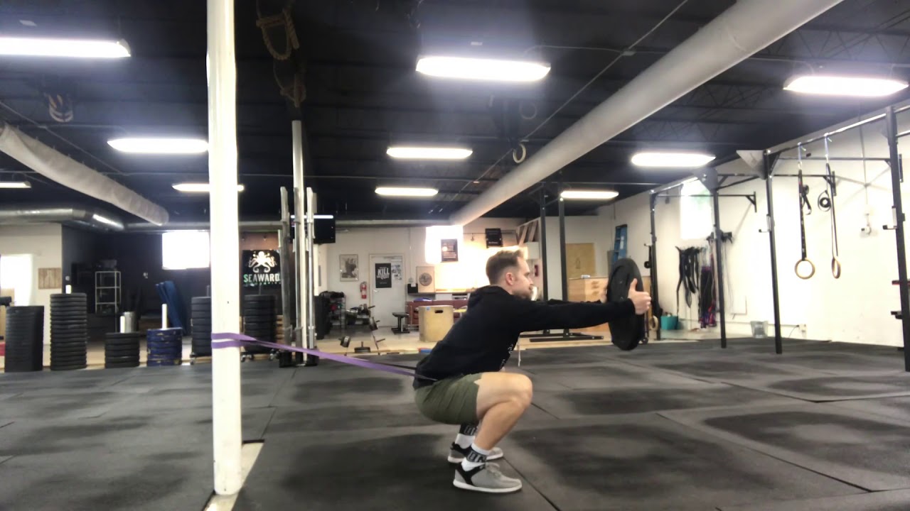 Banded squat with plate - YouTube