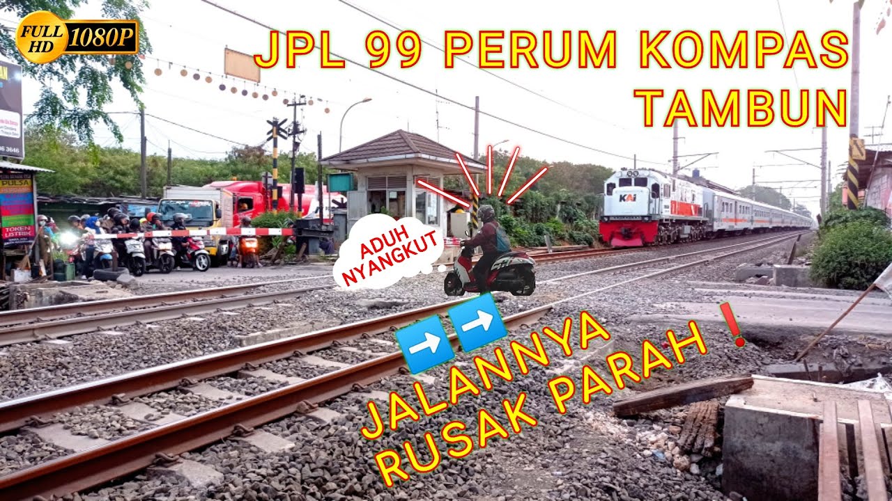 Jalan Rusak Bikin Macet Di JPL99 Kompas Tambun | Railroad Crossing ...
