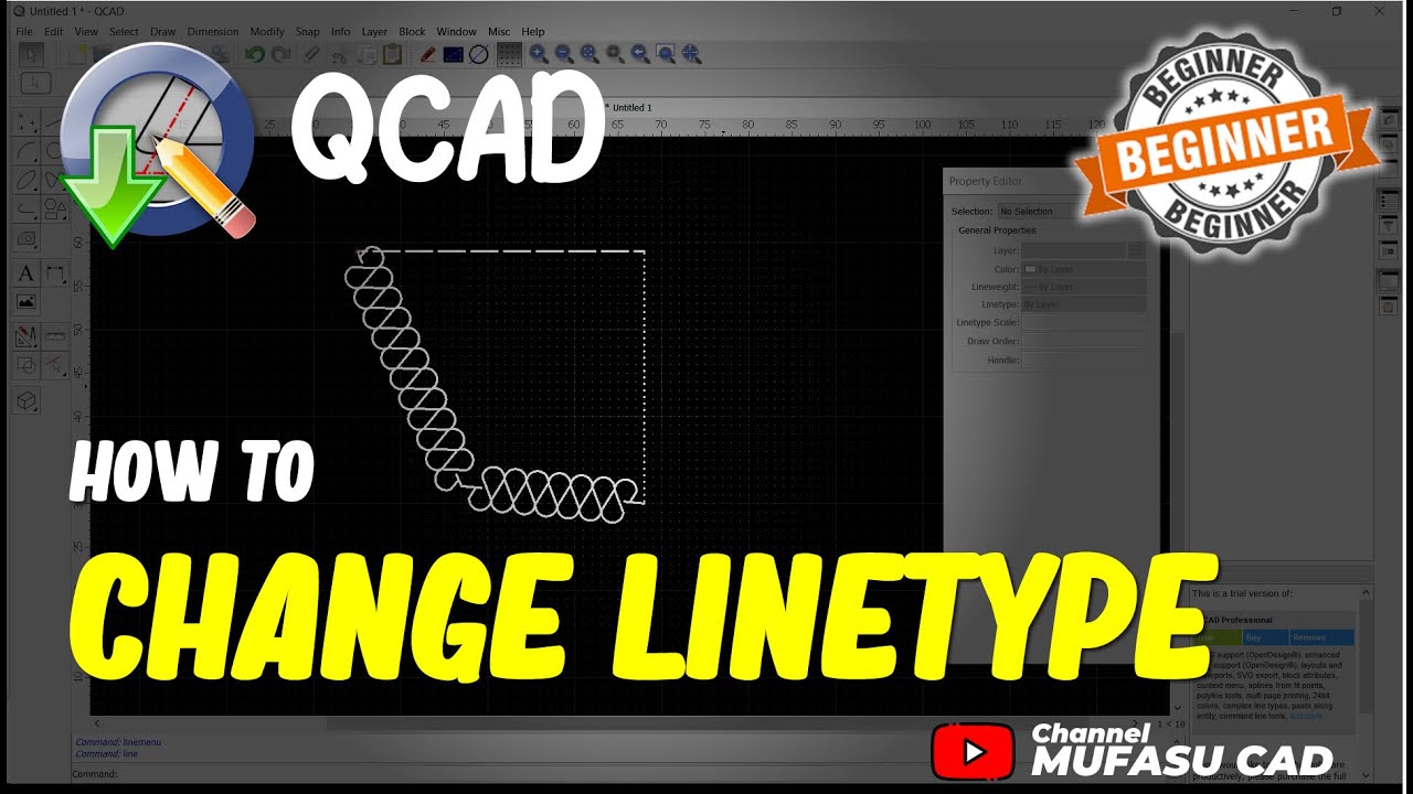 QCAD How To Change Linetype - YouTube