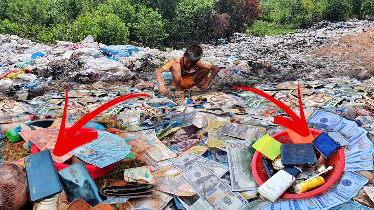 Impossible!$$$money in trash treasures ! Poor boy picks up treasure and ...