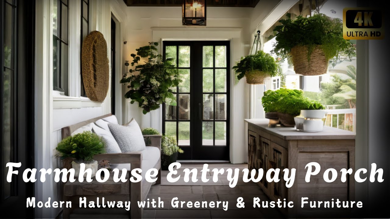 Farmhouse Entryway Ideas Front Porch Hallway with Greenery & Rustic ...