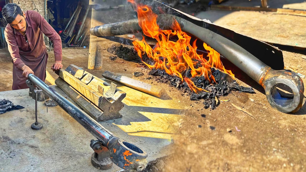 Straightening A Bent Hydraulic Cylinder Rod | Straightening Of ...