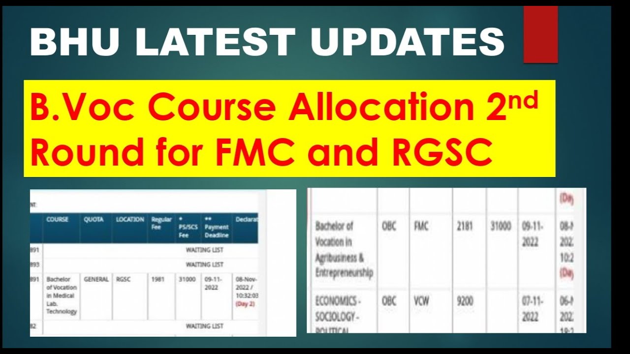 BHU B.Voc 2nd Round Course Allocation and Doubts | BHU Cutoffs Update # ...