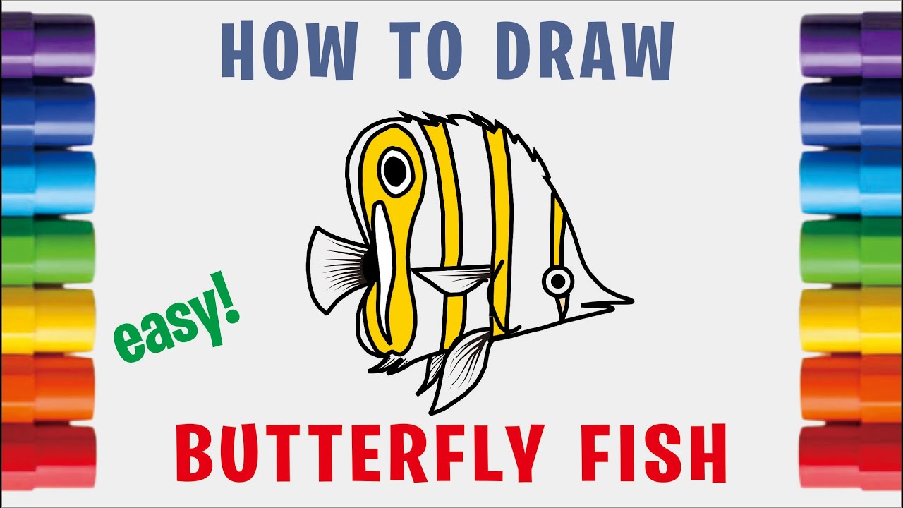 How to draw a butterflyfish | How to draw a fish | Cara menggambar ikan ...