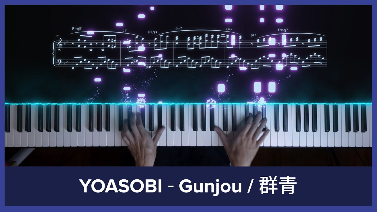 YOASOBI - Gunjou - Piano Cover (Visualizer and Sheets) - YouTube