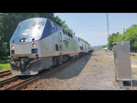 Amtrak #113 leads the eastbound Pennsylvanian at Lewistown, PA (06/10/2023) - YouTube