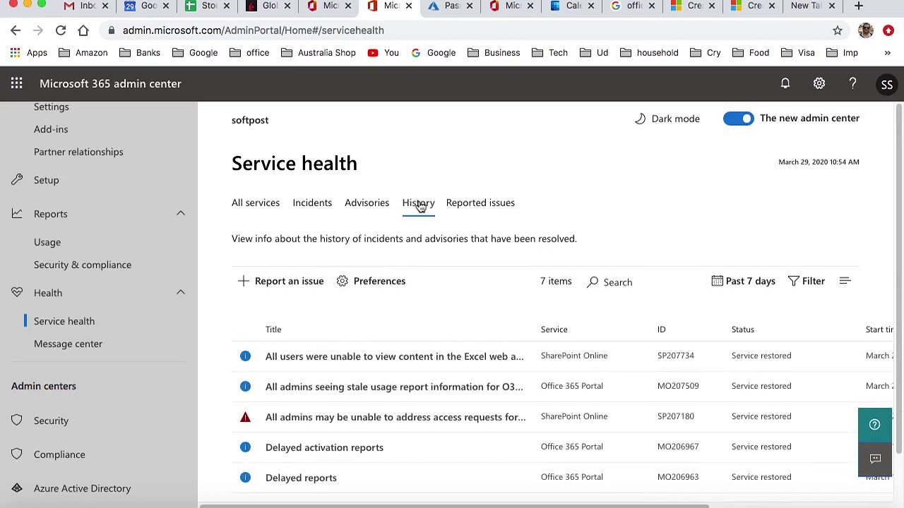 Office 365 app health check | Issues and incident history | Reporting ...