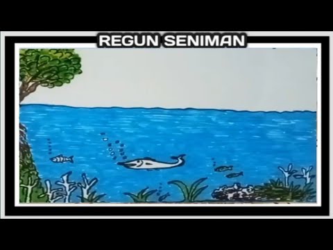 Cara menggambar pemandangan bagus - menggambar ikan dan karang laut ...