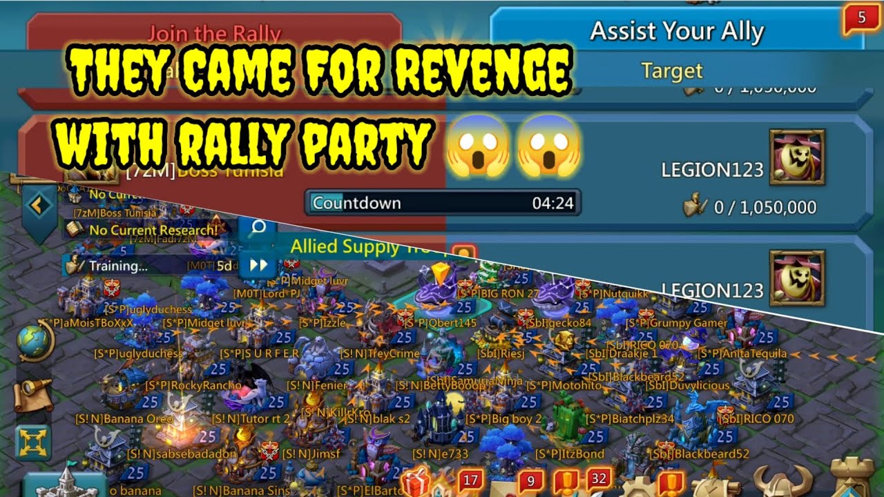 They Came For Revenge With Rally party on us 1vs 6guilds ☠️☠️☠️ - YouTube