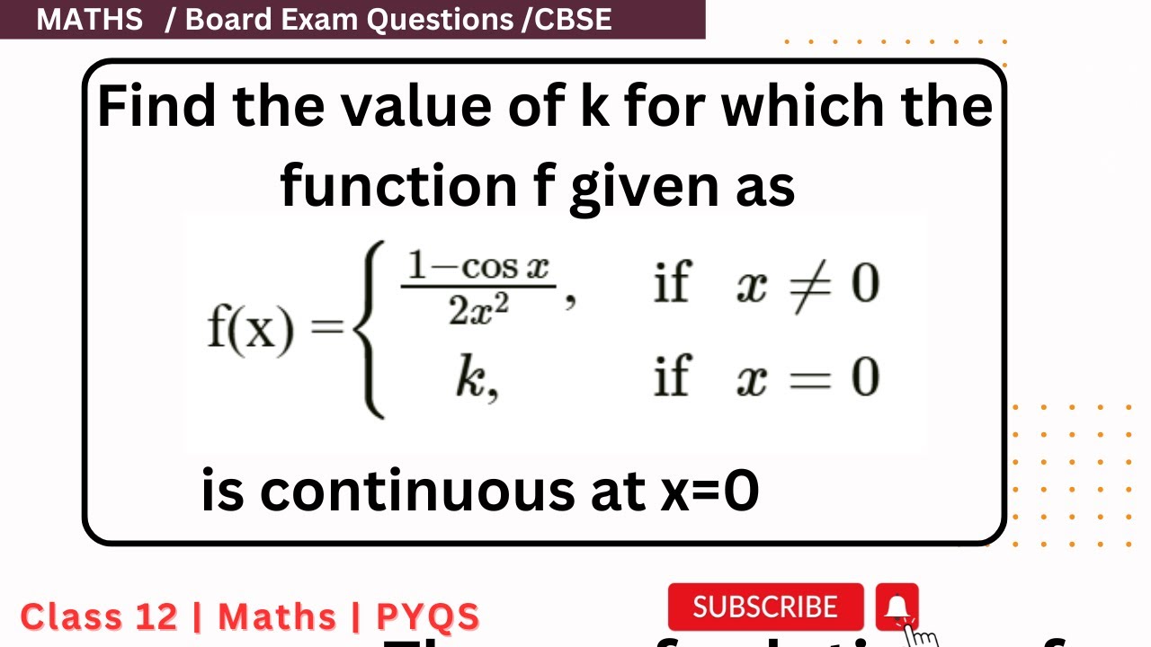 Find the value of k for which the function f is given as f(x)=(1-cosx ...
