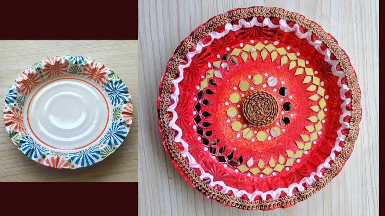 Best reuse of waste old plates||diy paper plate wall hanging crafts ...