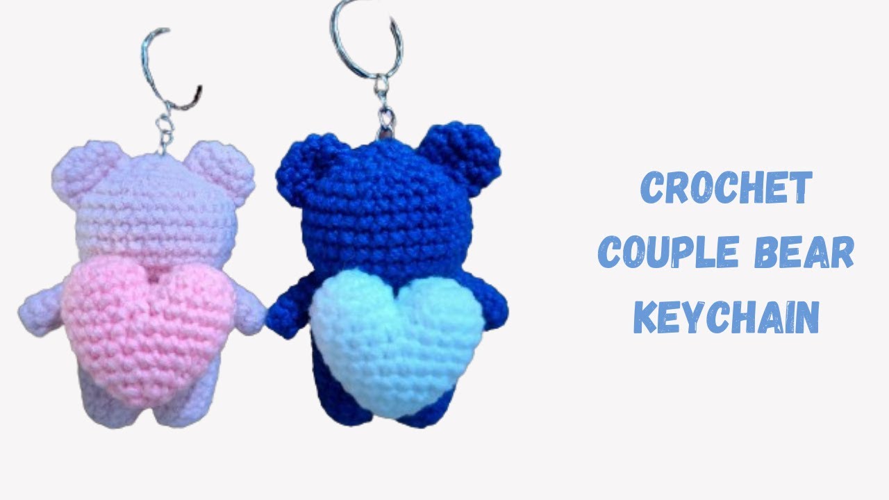 Crochet Lovely Runner Keychain - Crochet Couple Bear - Crochet Keychain ...