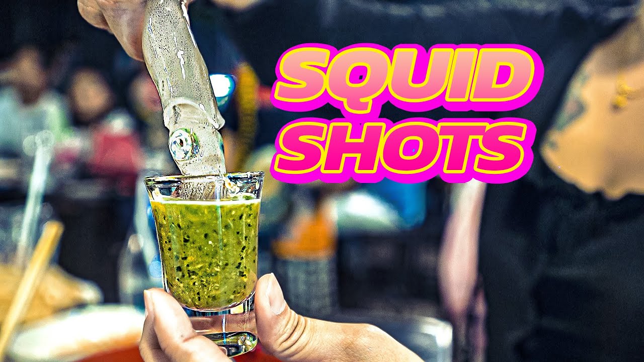 Thai Squid Shots & LIVE Octopus Sannakji | หมึกช็อต หมึกเป็นซาซิมิ ตลาด ...