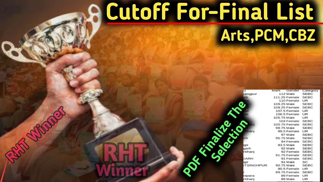 RHT Final List Cut-off/PDF ARTS,PCM,CBZ/RHT Final Winner And Final Rank With Merit list/PDF ...