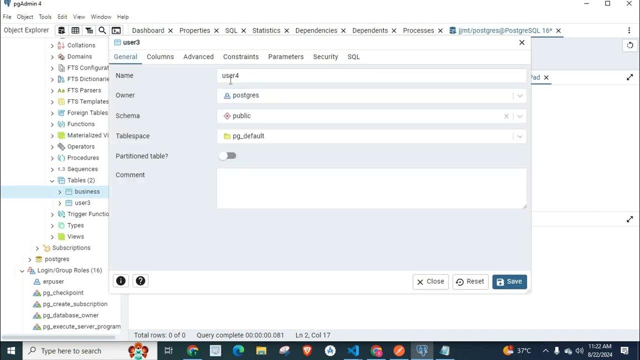 How to Rename Tables in PostgreSQL Database using pgAdmin 4 and SQL Query - YouTube