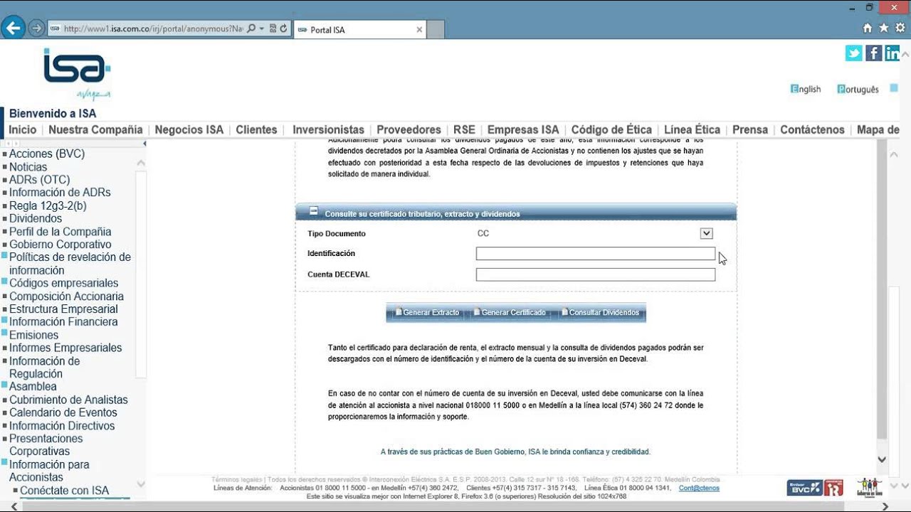 Generar extracto, certificado tributario y consulta de dividendos - YouTube