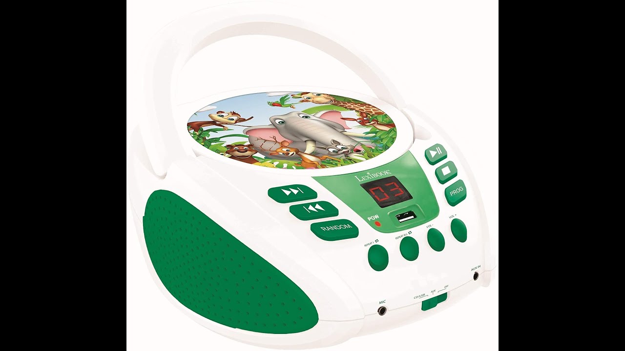 LEXiBOOK Radio CD Player Animals for Kids, AUX, USB Port, Microphone ...