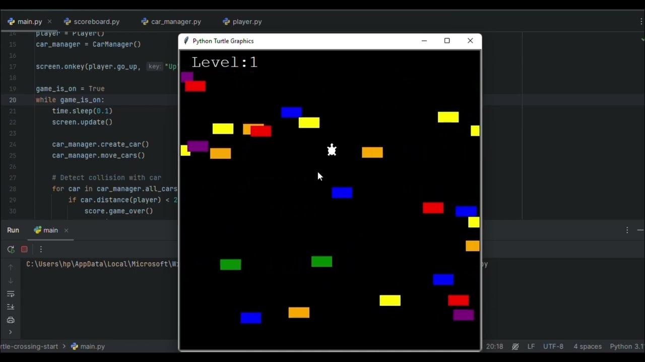 How To Create Turtle-Crossing-Game With Python Turtle Graphics - YouTube