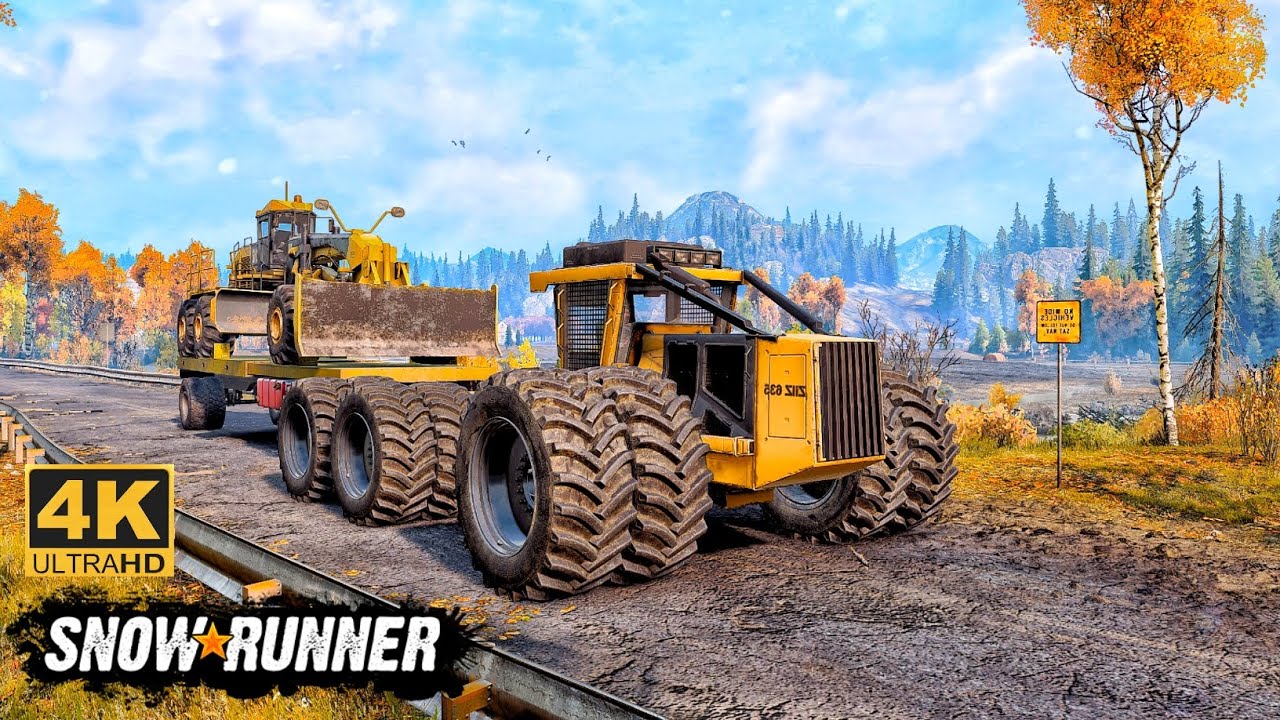 CAT 635 Struggling Towing CAT 120M Through Muddy Terrain In SnowRunner ...