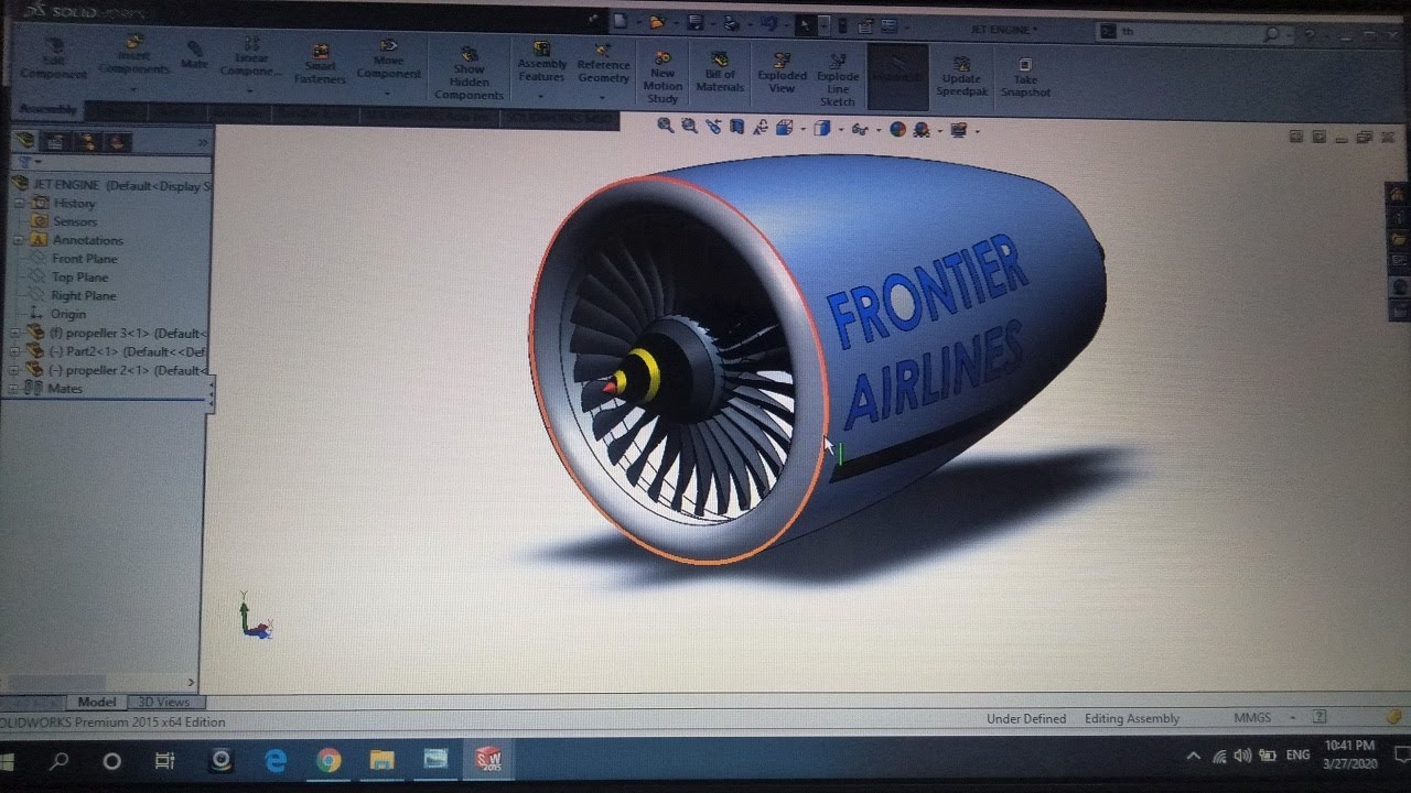 Solidworks | Part- 1,Design of jet engine - YouTube