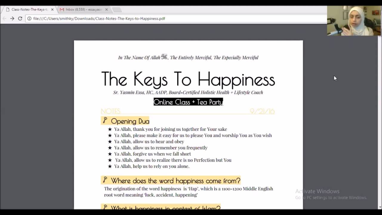 The Keys To Happiness with Yasmin Essa, HC, AADP - YouTube