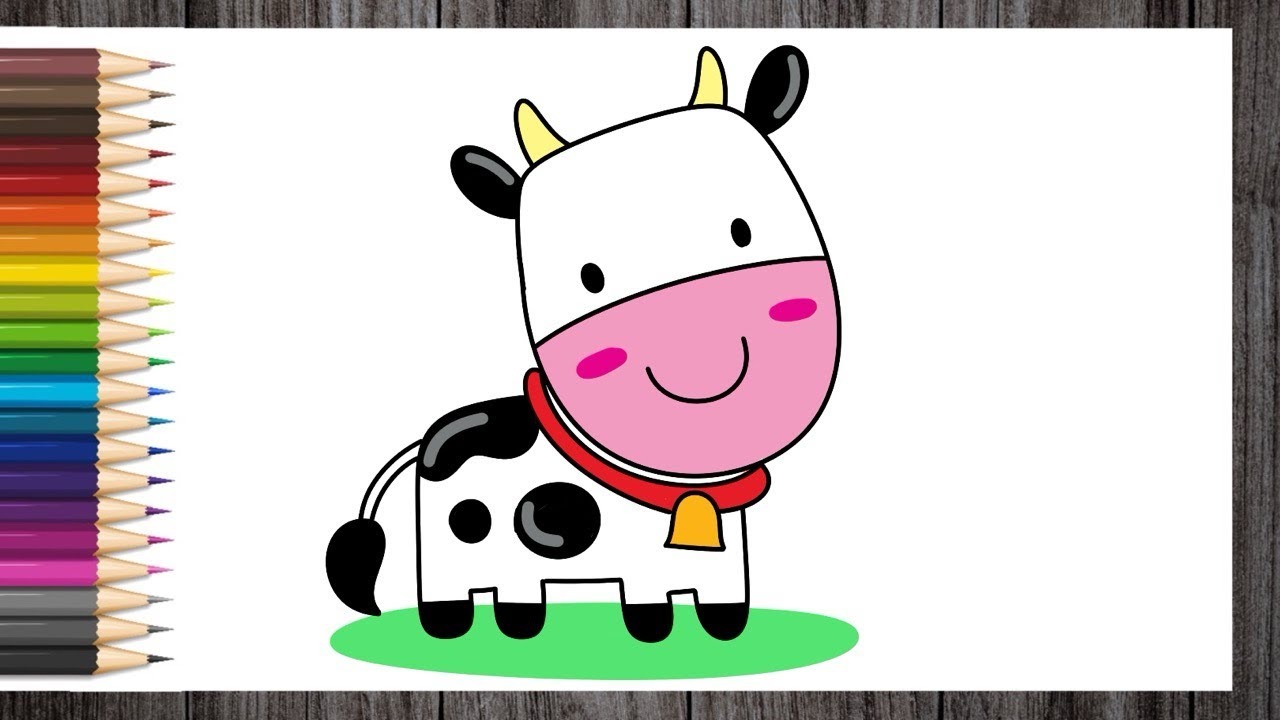 Cow Drawing | How to Draw a Cute Easy Cow for Kids & Toddlers | Cute ...