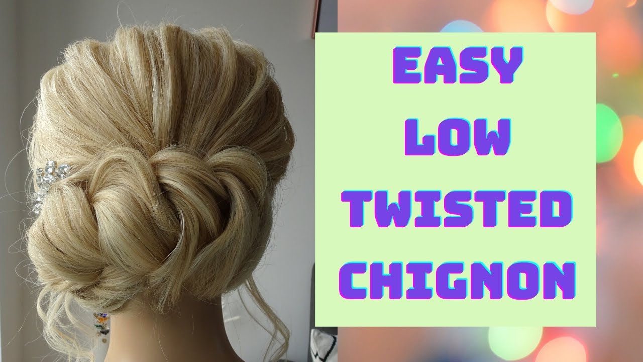 easy low twisted chignon hair tutorial - YouTube