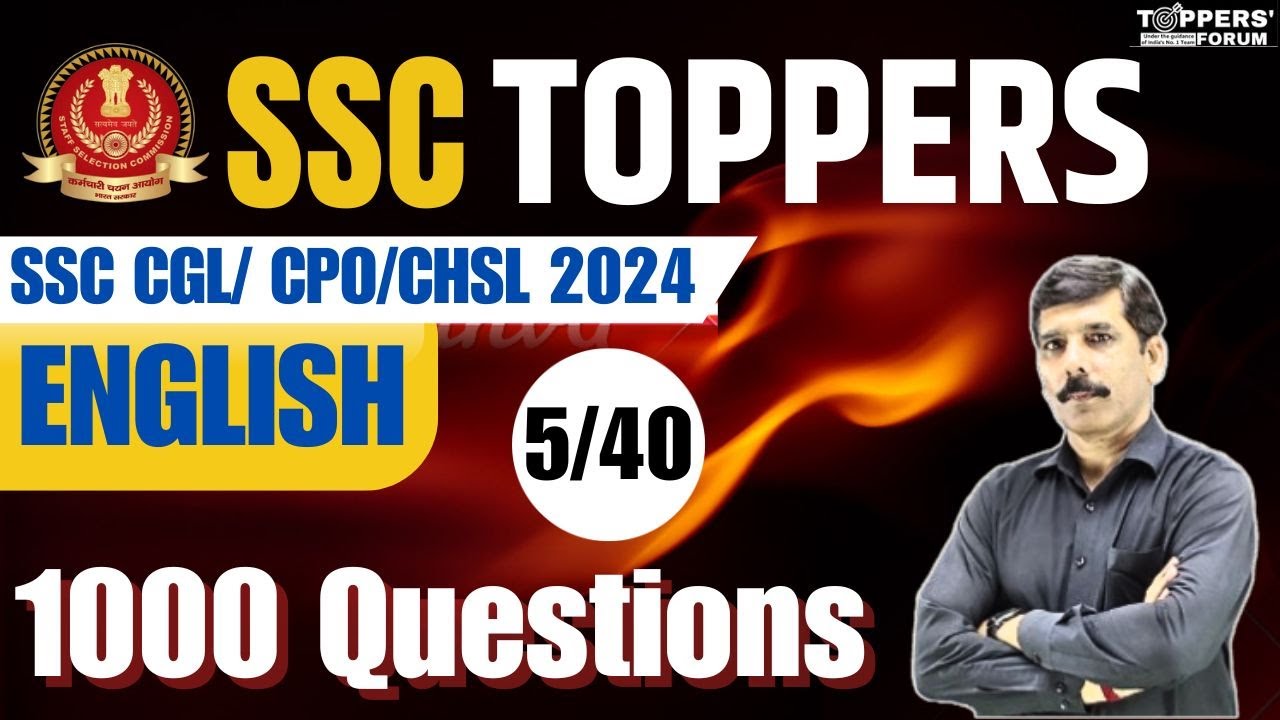 SSC- CGL 2024 || Success series Top -1000 MCQs 5/40 || English || By ...