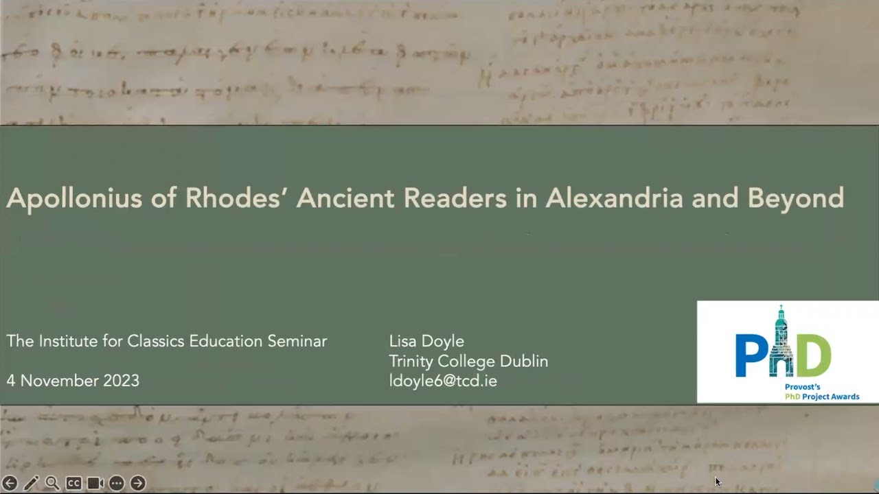 Apollonius of Rhodes’ Ancient Readers in Alexandria and Beyond | - YouTube