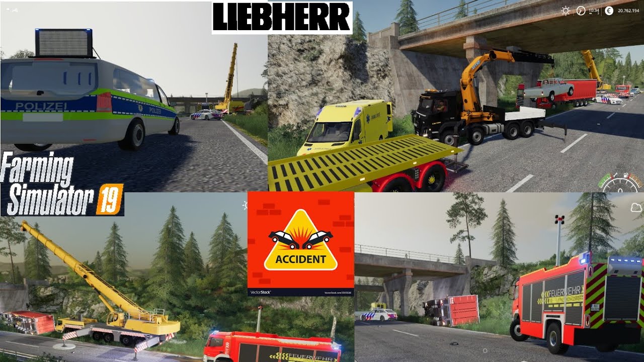 FS19 | Big Traffic accident | Hihgway | Crane Works | TIMELAPS | - YouTube