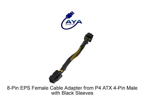 8-Pin EPS Female Cable Adapter from P4 ATX 4-Pin Male with Black ...