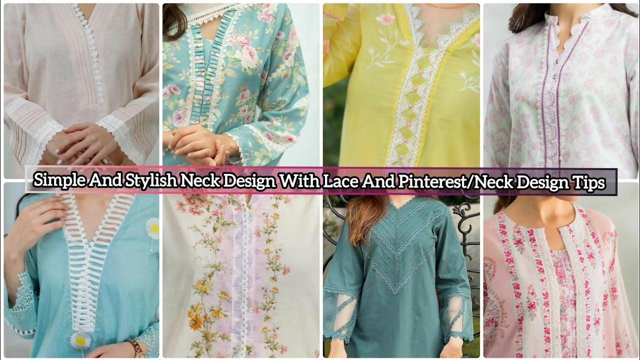 Simple And Stylish Neck Design With Lace And Pinterest/ Dress Design ...