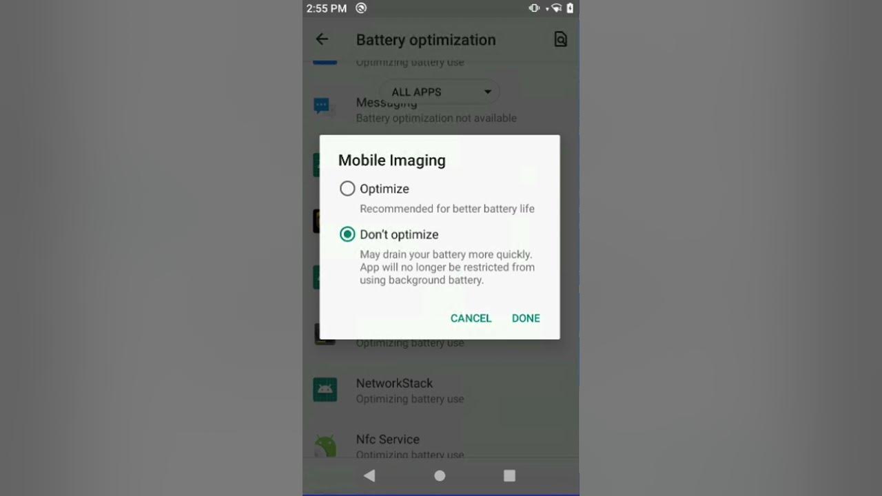 Zebra - disable "Battery Optimization" functionality - YouTube