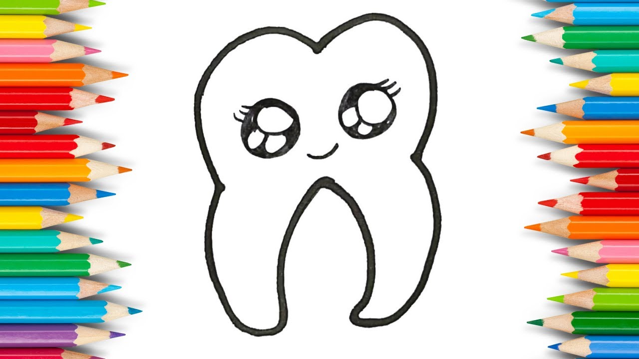 Easy Drawing a Cute Tooth for Kids | How to Draw a Cute Tooth step by ...