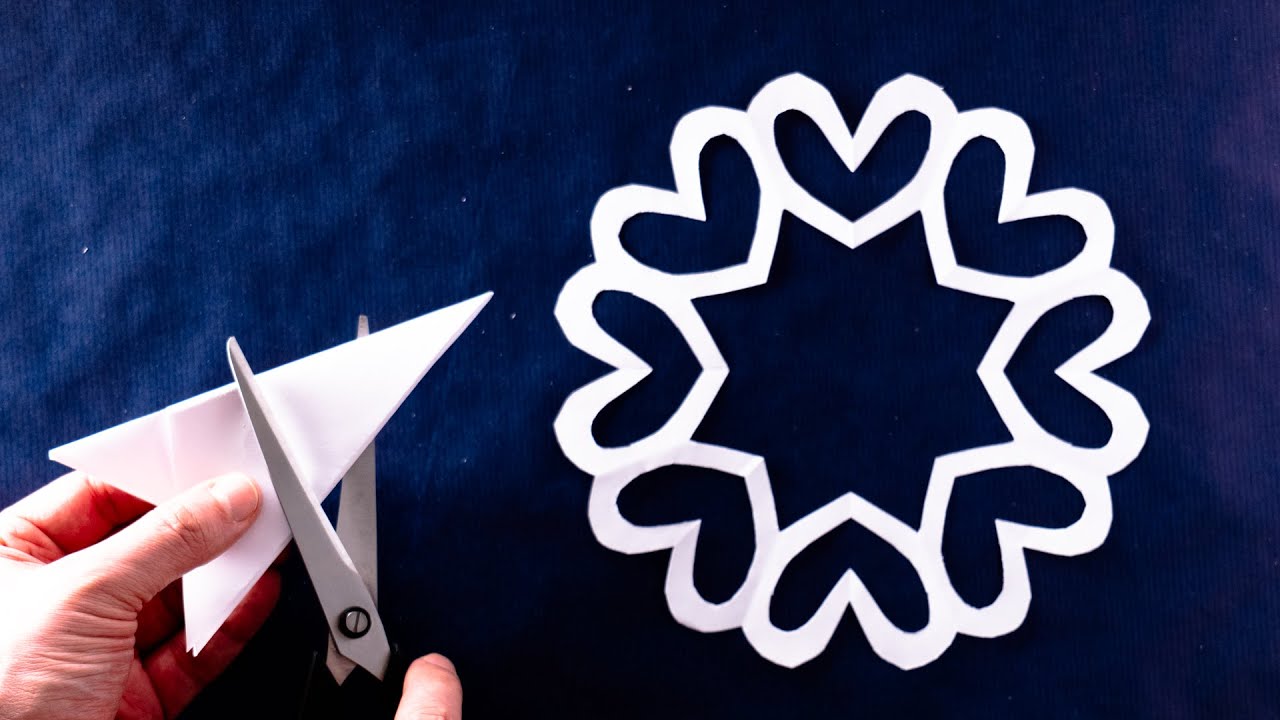 How to Make a Paper Snowflake with Hearts ️ ️ DIY Valentine’s Day Craft ...