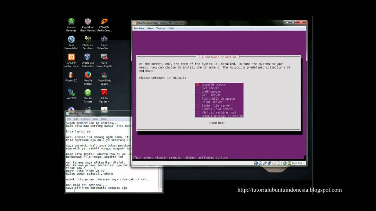 cara install ubuntu server di virtualbox - YouTube