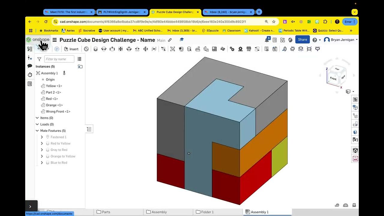 Puzzle Cube Assembly, Exploded View and BOM in Onshape - YouTube